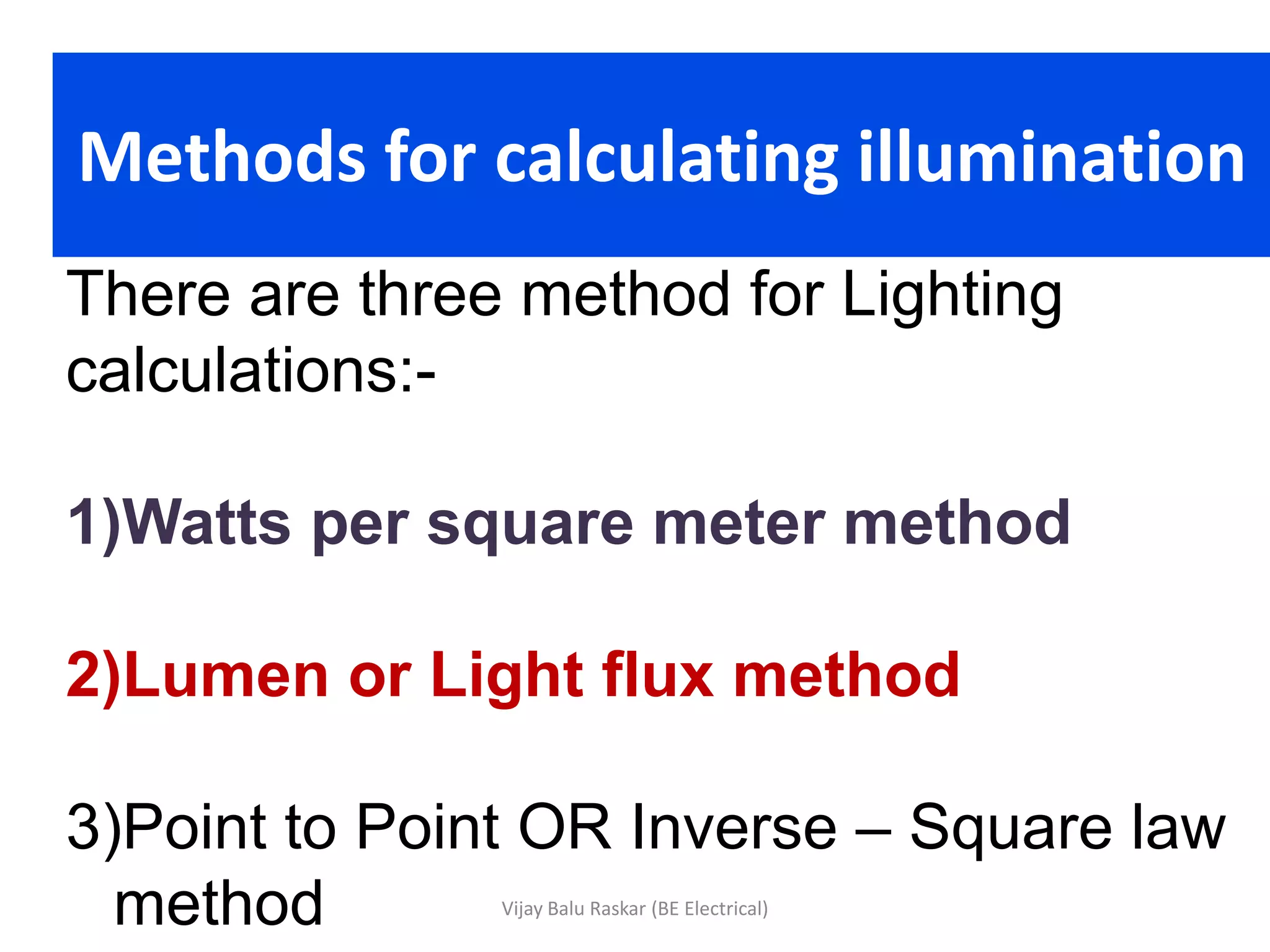 Illumination - Method of calculation | PPSX