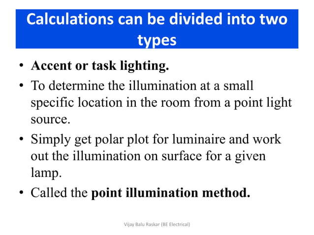 Illumination - Method of calculation | PPSX | Interior Decorating ...