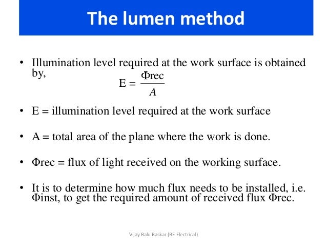 Illumination - Method of calculation