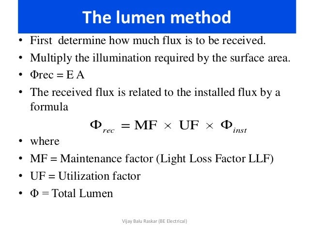 Illumination - Method of calculation