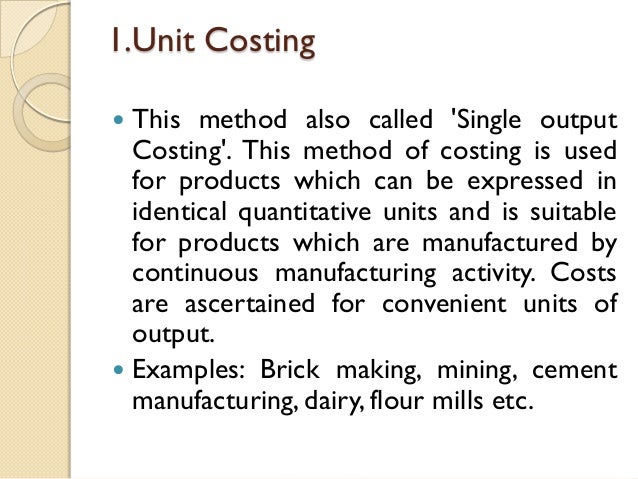 Method of costing