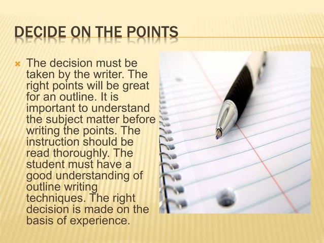 Method Of Dealing With Outline Assignment Ppt