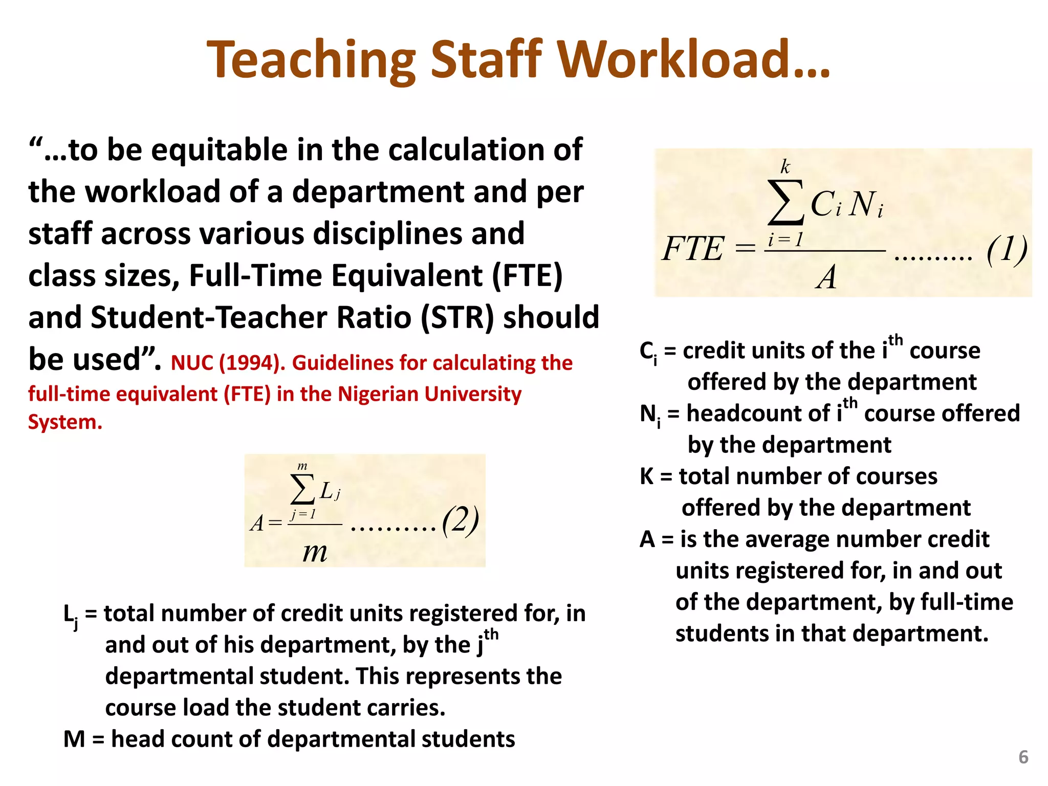 Method of excess workload computation for nigerian university system | PPTX