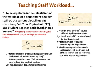Method of excess workload computation for nigerian university system | PPTX