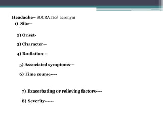 Method of history taking in clinical neurosurgery | PPTX