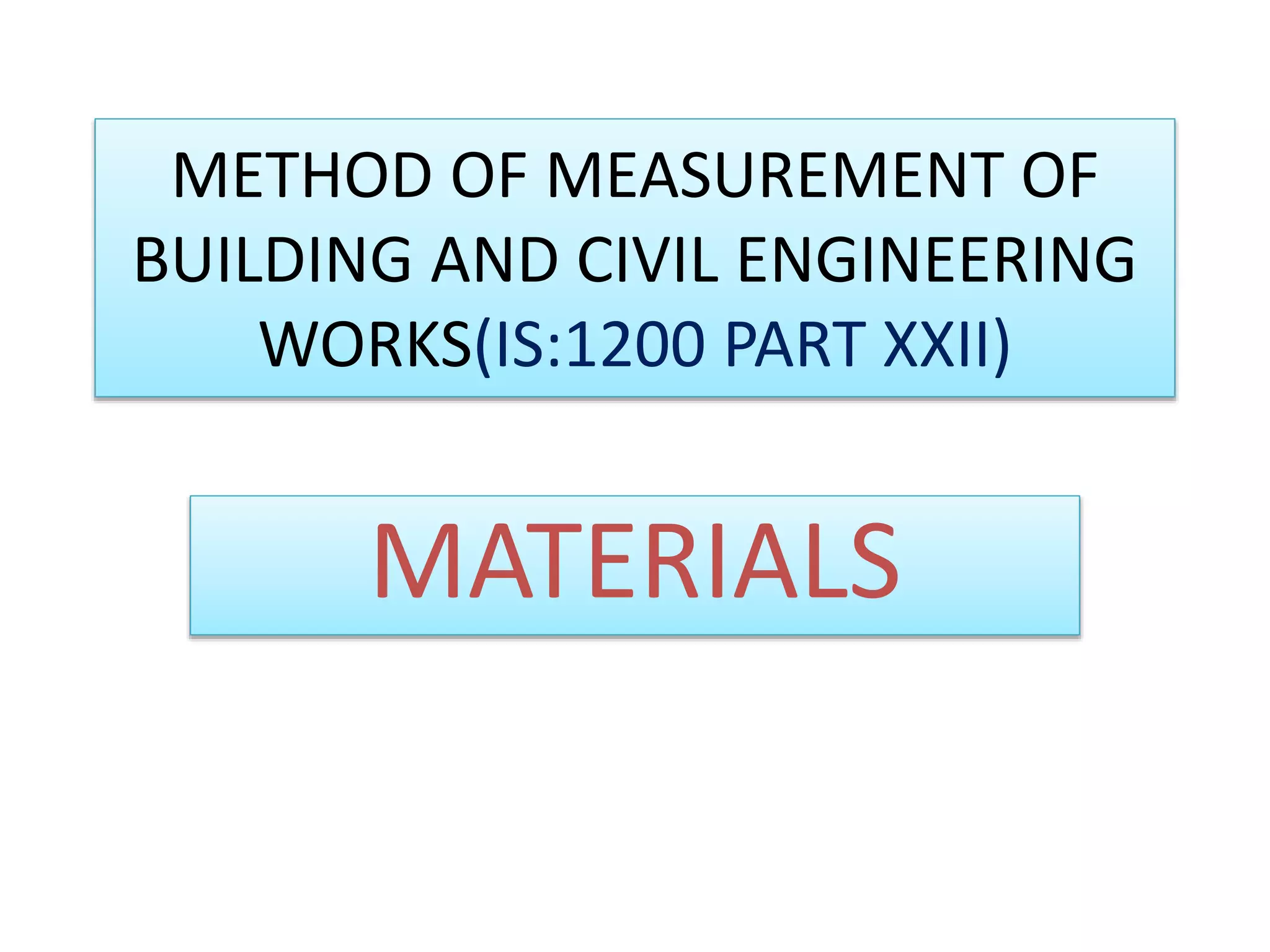 Method of measurement of building and civil engineering | PPTX