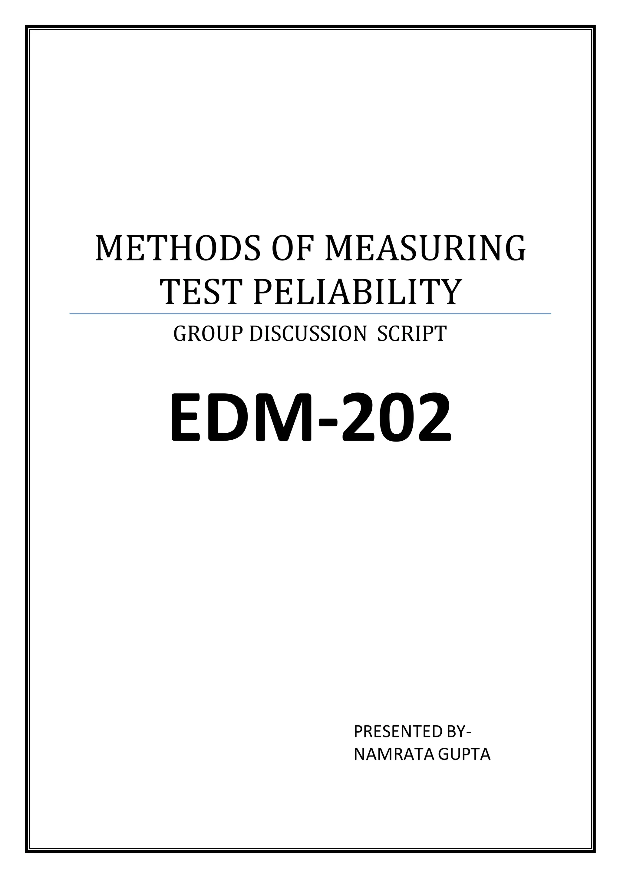 Method of measuring test reliability | DOCX