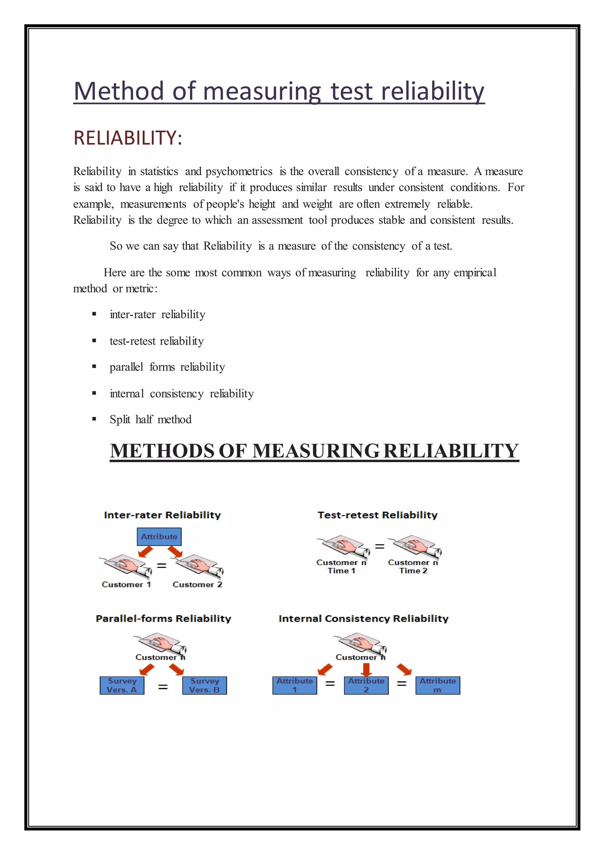 Method of measuring test reliability | DOCX