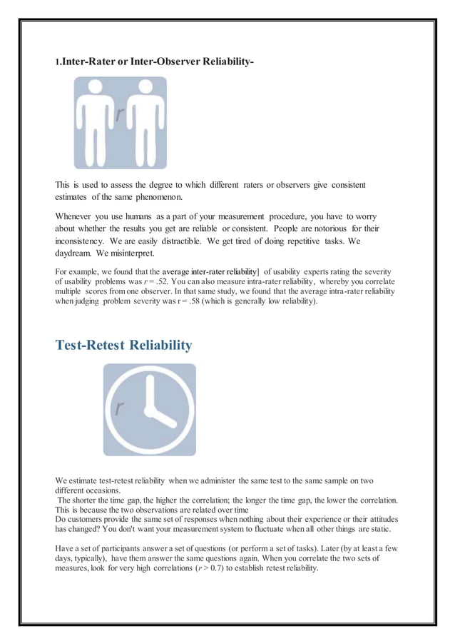 Method of measuring test reliability | PDF