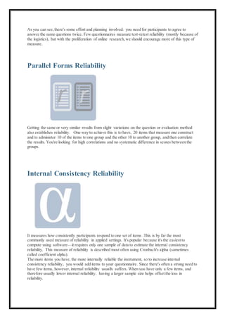 Method of measuring test reliability | DOCX