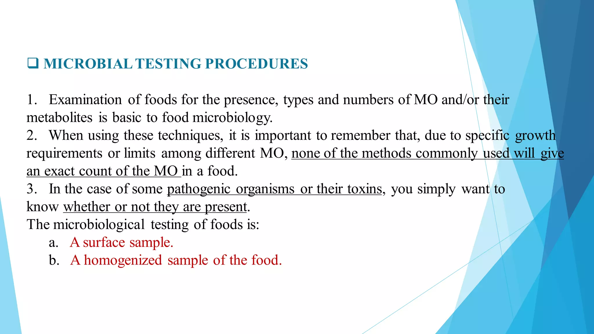 Method of microbial examination of food | PDF