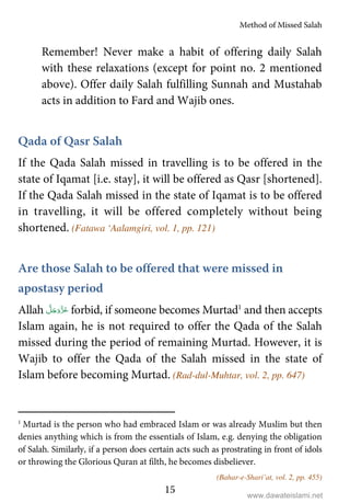 Islamic Book in English: Method of missed salah (hanafi) | PDF