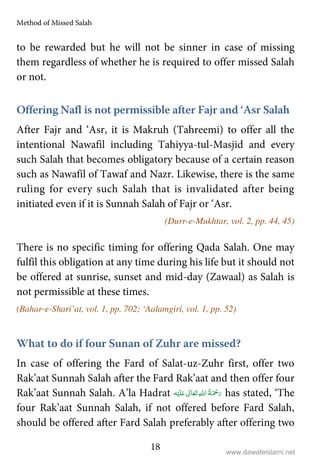 Islamic Book in English: Method of missed salah (hanafi) | PDF