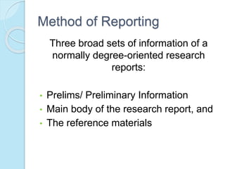 Method of reporting | PPT
