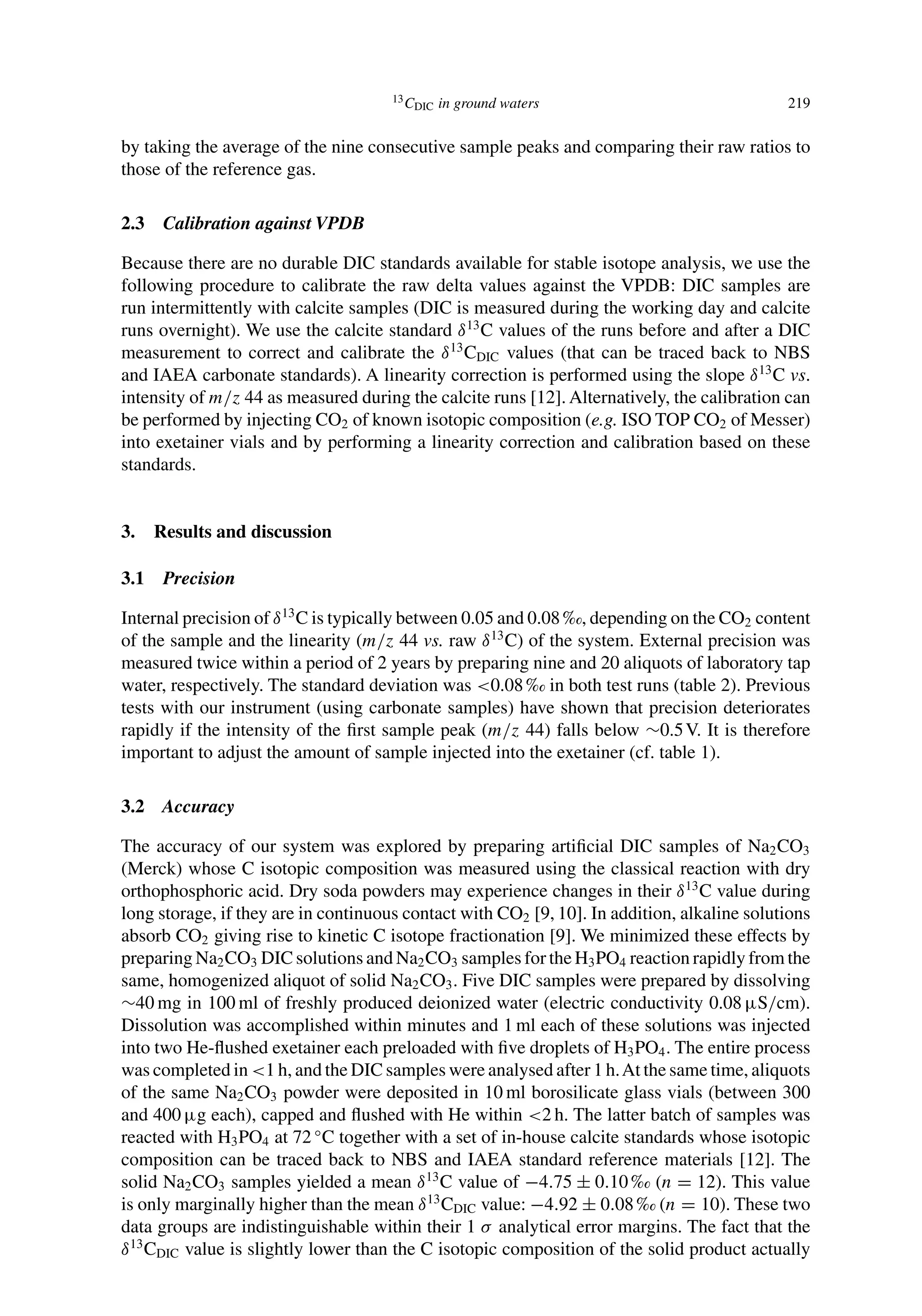 Method of sampling and analysis of 13 c dic in groundwaters | PDF