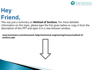 Method of Sections | Mechanical Engineering | PPTX