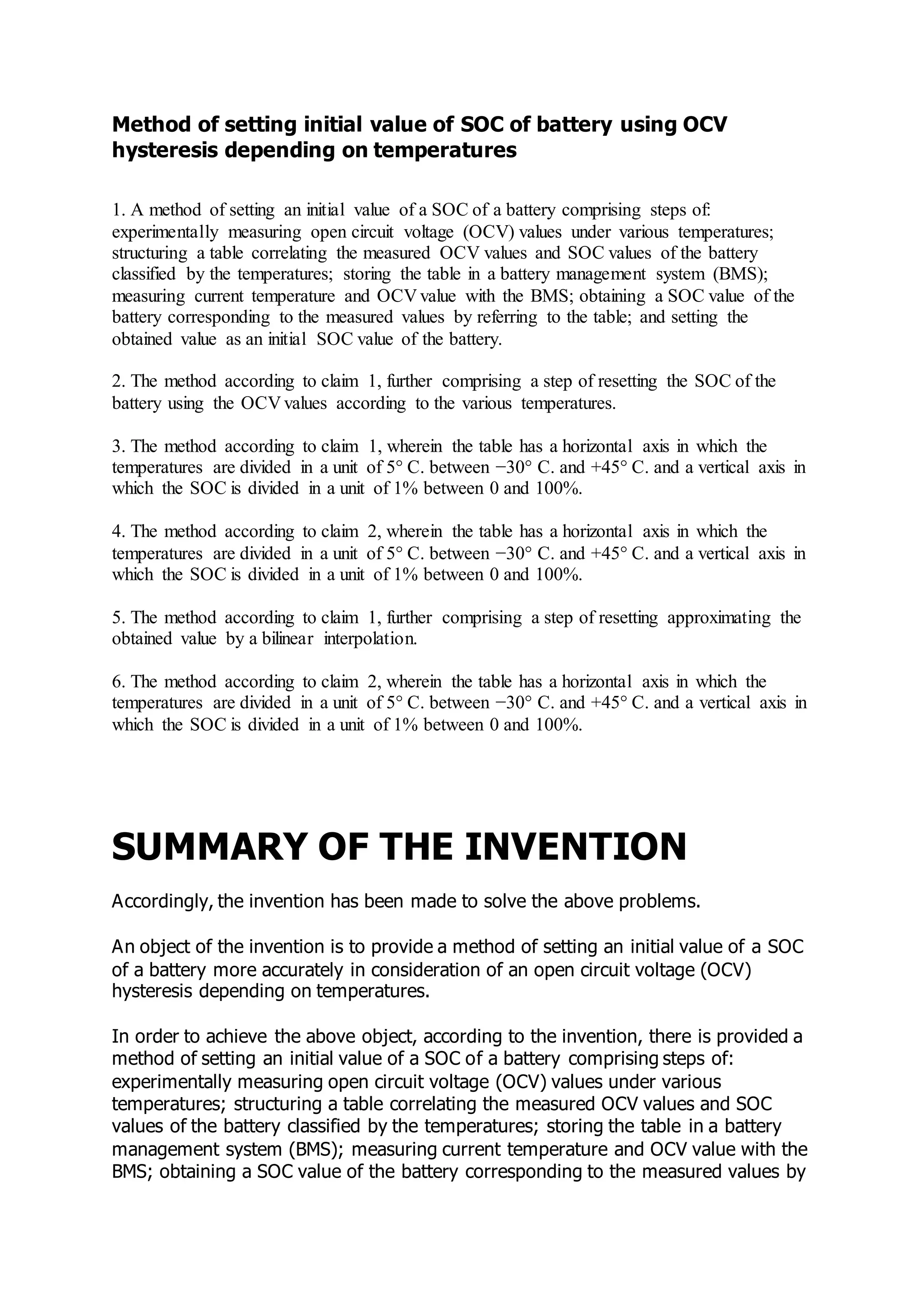 Method of setting initial value of SOC of battery using OCV hysteresis ...