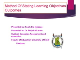 Method of stating learning objectives outcomes | PPT