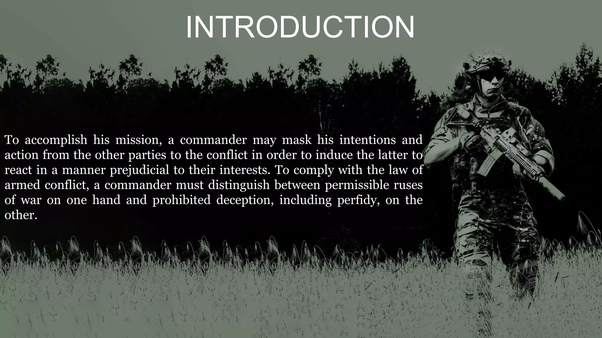 METHOD OF WARFARE DECEPTION:RUSE AND PERFIDY IN MILITARY OPERATION | PPTX