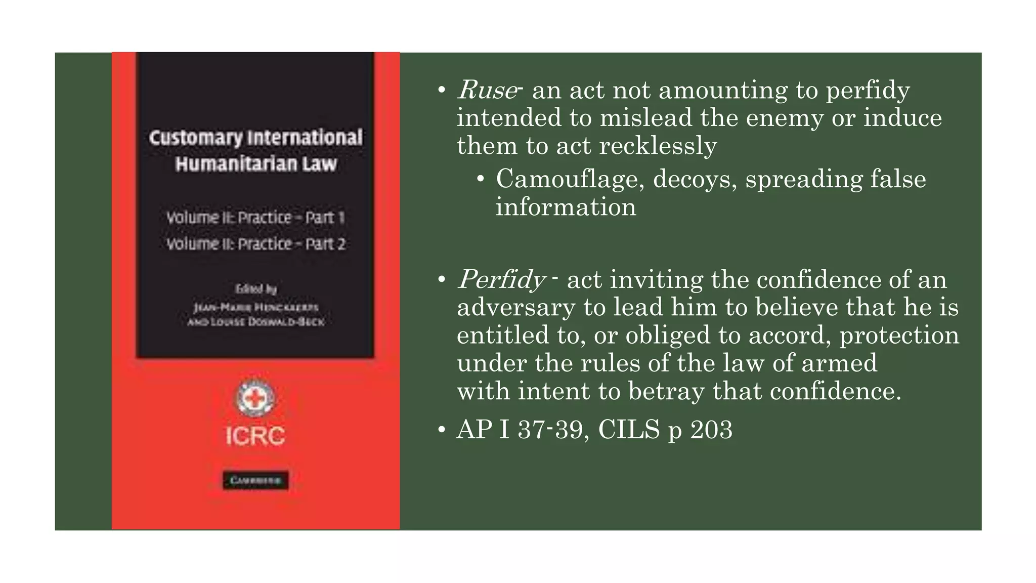 METHOD OF WARFARE DECEPTION:RUSE AND PERFIDY IN MILITARY OPERATION | PPTX