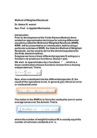 Method of weighted residuals | DOCX