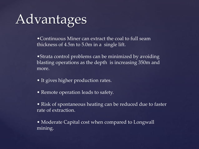 Method of working of continuous miner in underground coal | PPTX