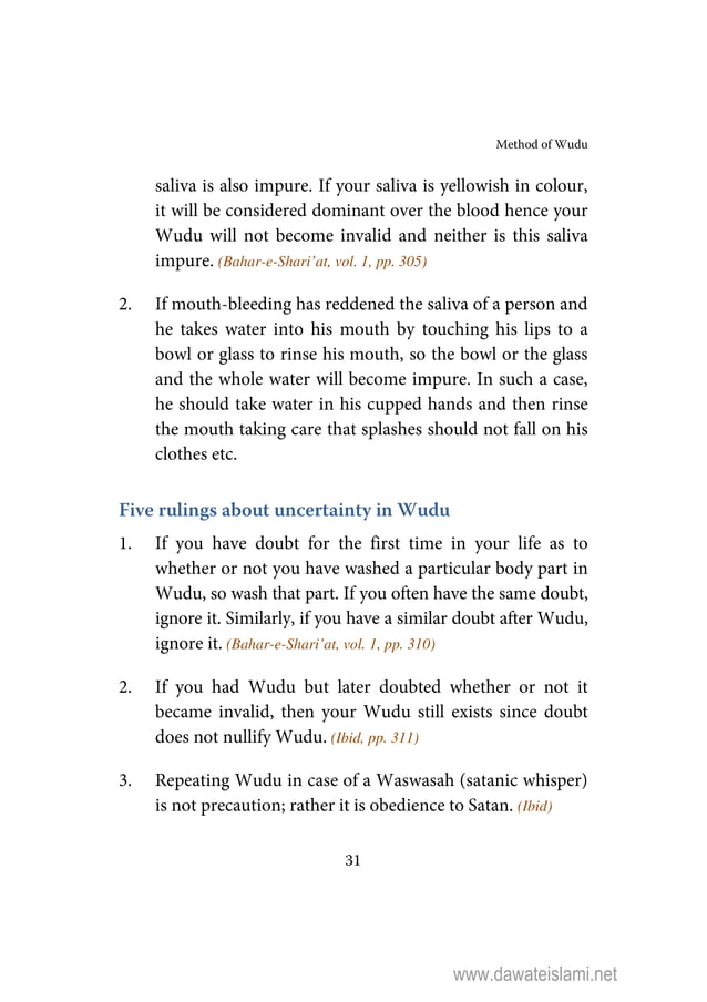 Islamic Book in English: Method of wudu (hanafi) | PDF