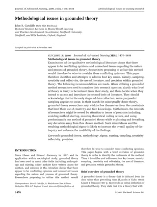Methodological issues in grounded theory | PDF
