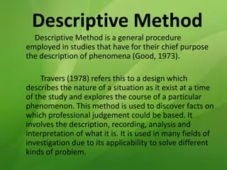 Descriptive Research Design Methodology