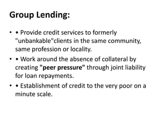 Introduction to Micro finance - the Lending Methodology | PPTX