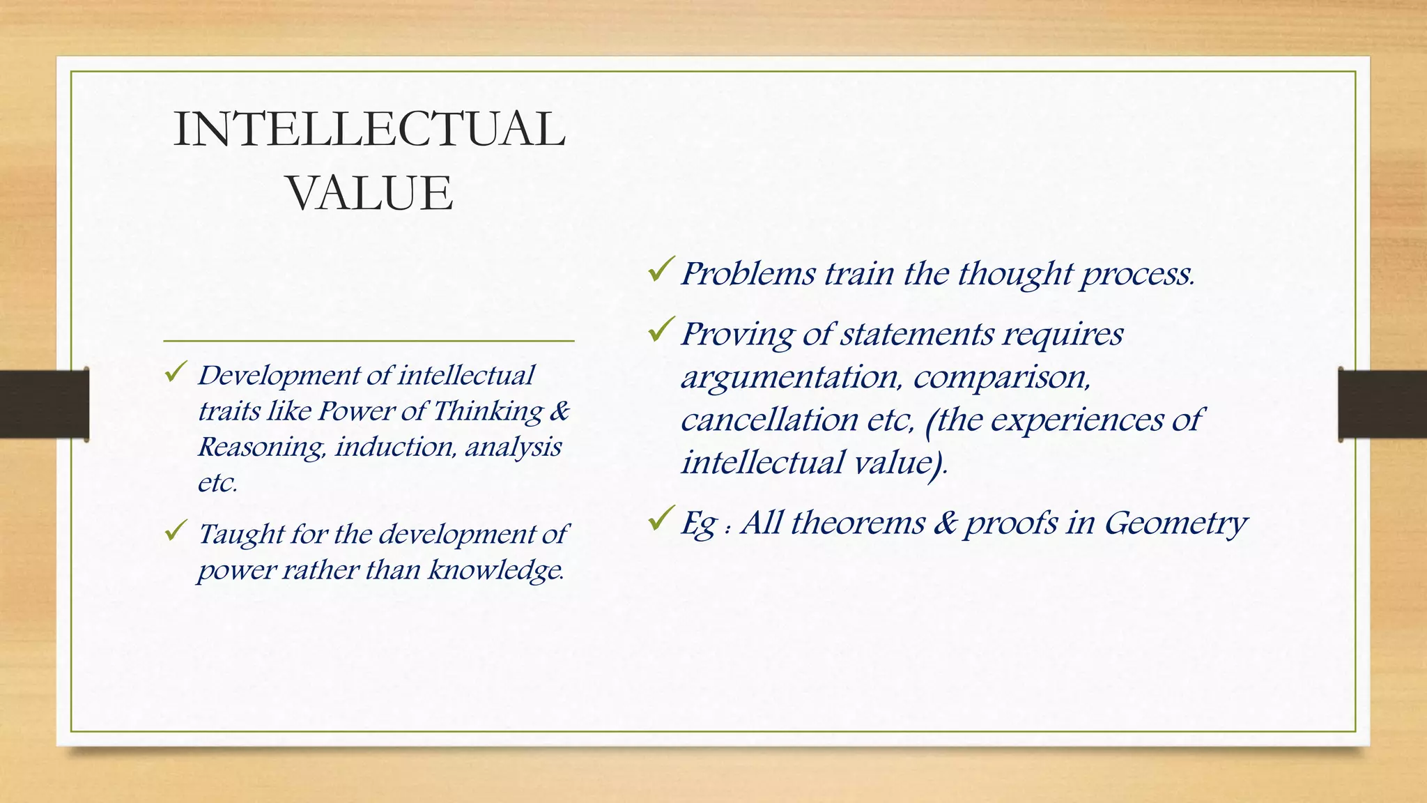 Values of Mathematics | PPTX