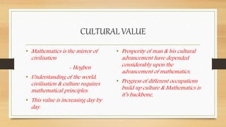Values of Mathematics | PPTX
