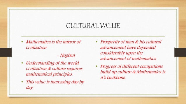 Values of Mathematics | PPTX