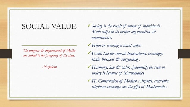 Values of Mathematics | PPTX