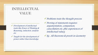 Values of Mathematics | PPTX