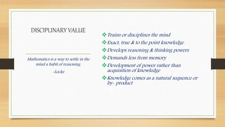 Values of Mathematics | PPTX