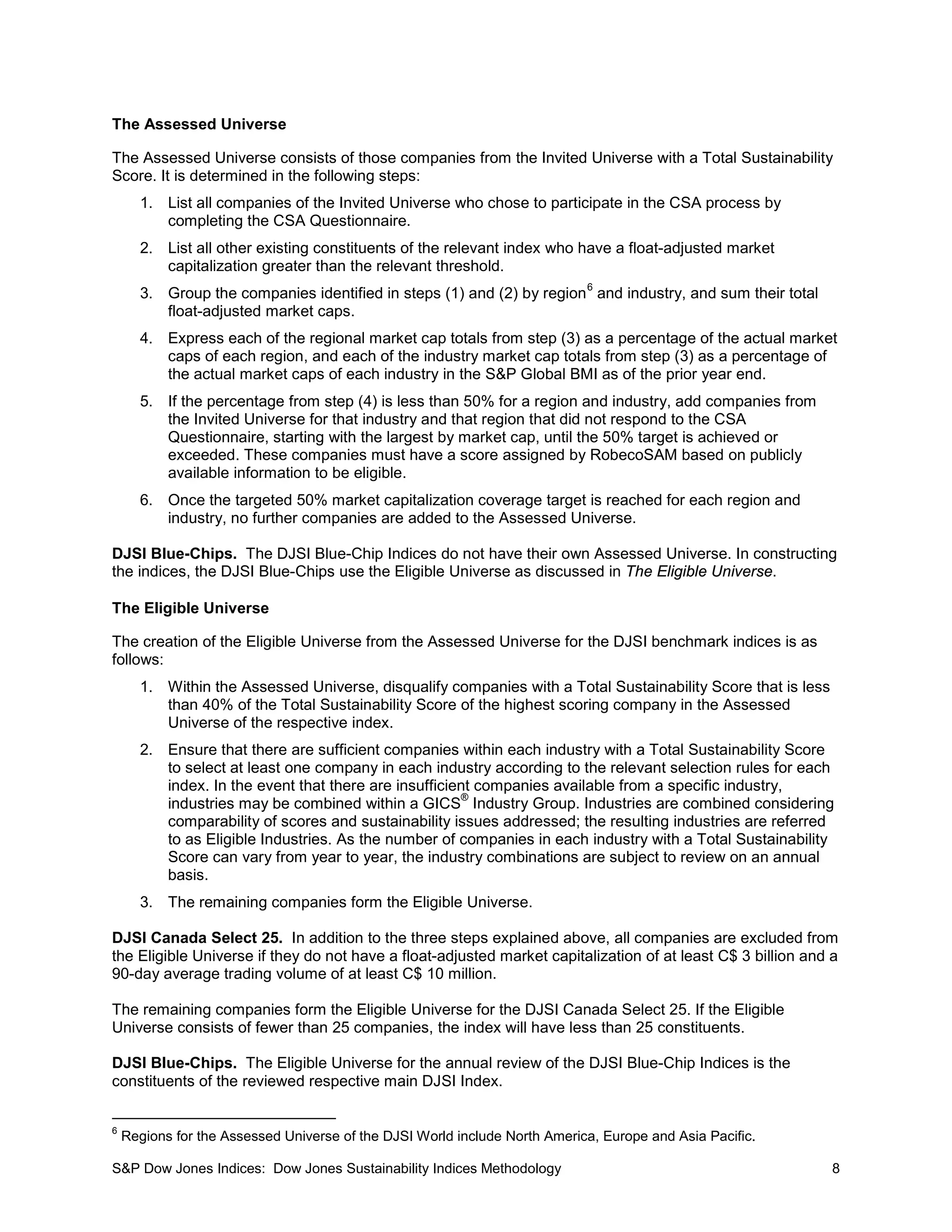 Dow Jones Sustainability Indices Methodology | PDF