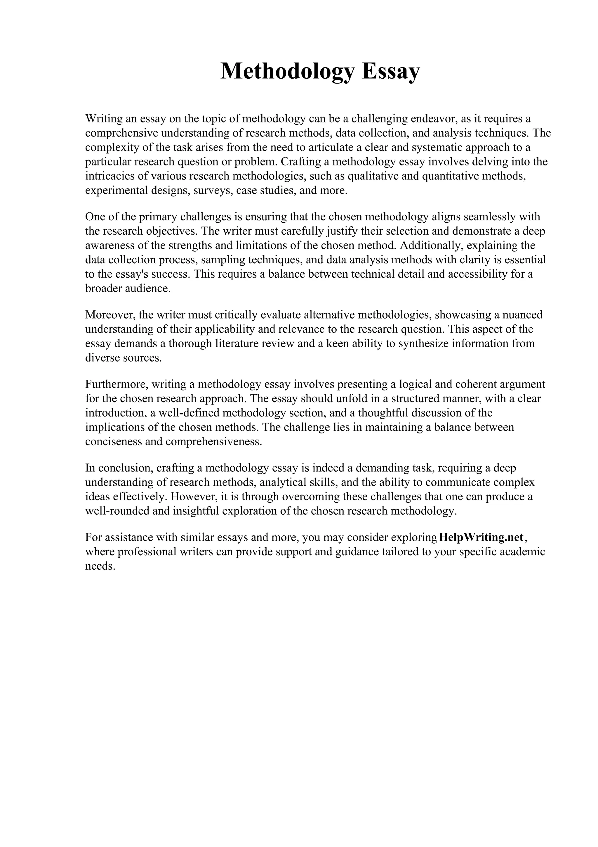 Methodology Essay | PDF