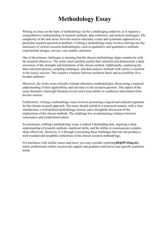 Methodology Essay | PDF