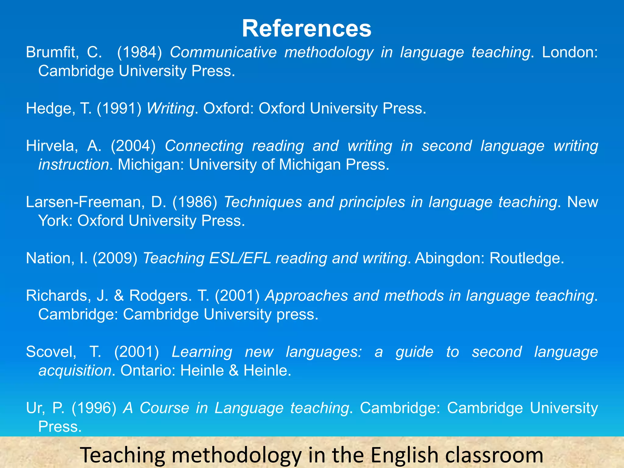 Methodology in the English Classroom | PPTX | Education