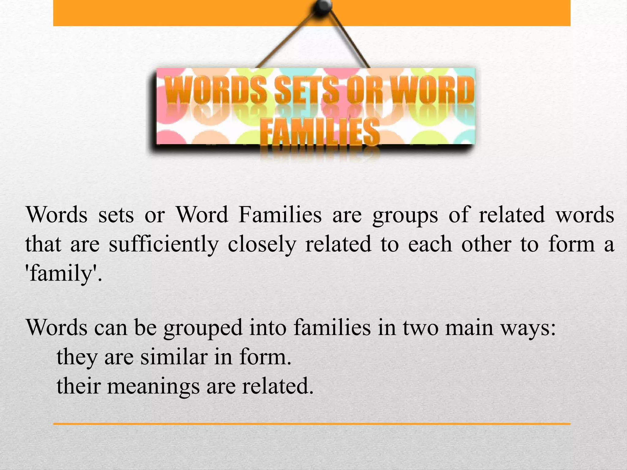 Words sets or word families | PPT