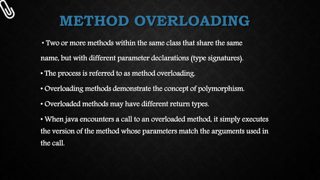 Method overloading | PPTX | Programming Languages | Computing