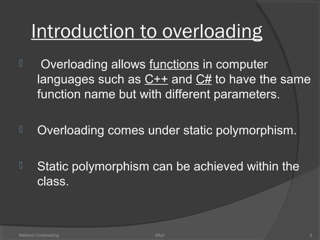 C# Method overloading | PPT