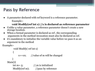 Method parameters in C# - All types of parameter passing in C # | PPTX | Programming Languages ...