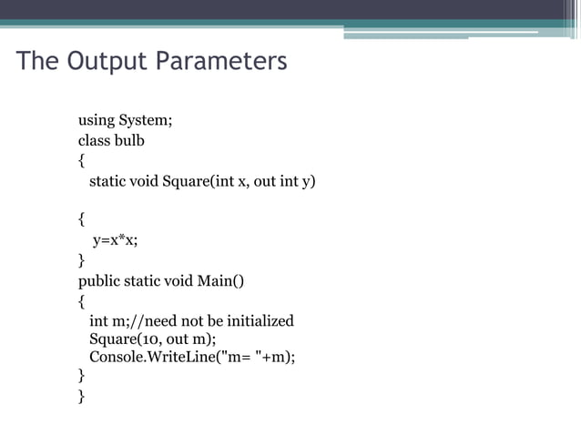 Method parameters in C# - All types of parameter passing in C # | PPT