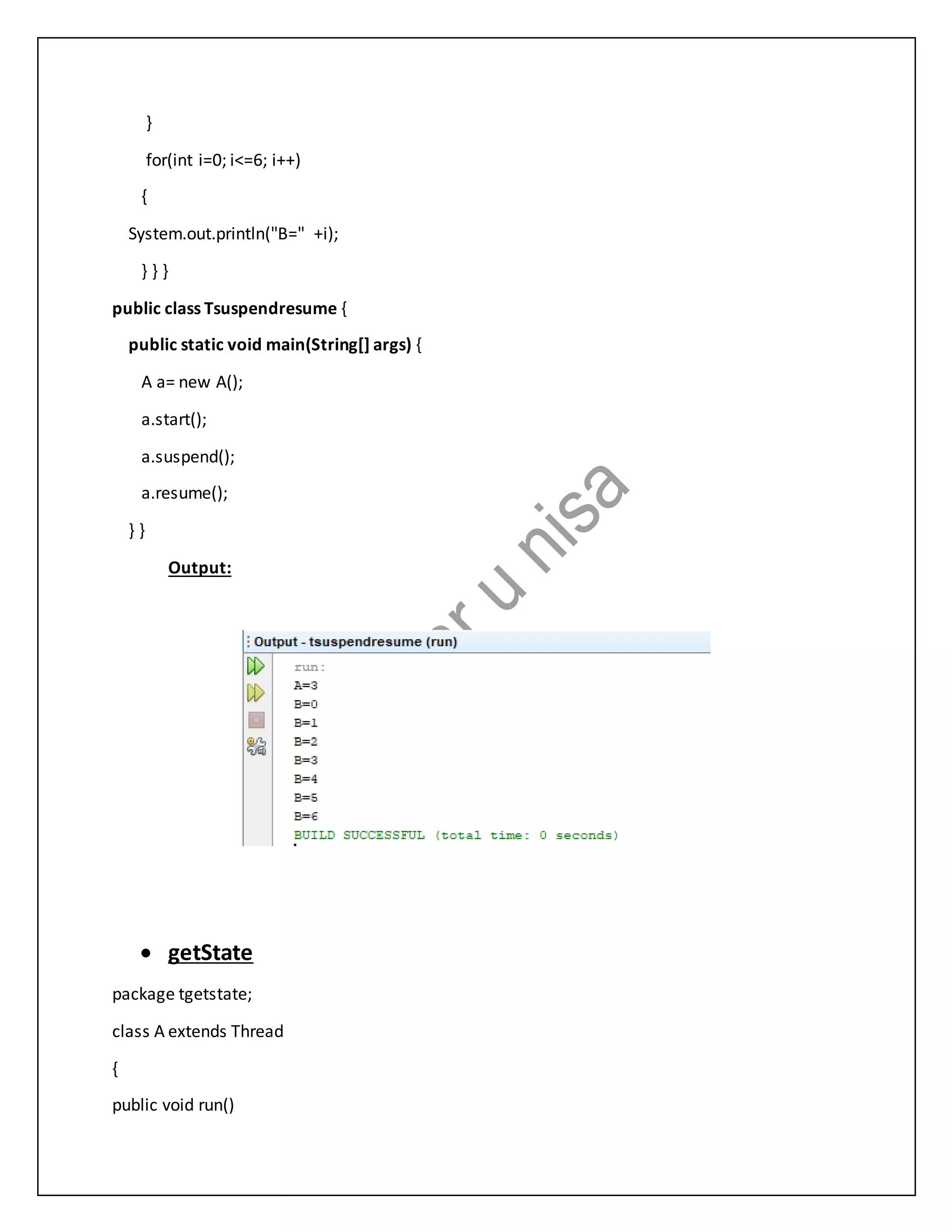 Methods Of Thread Class | DOCX | Computing | Technology & Computing