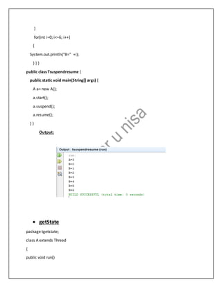 Methods Of Thread Class | DOCX