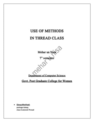 Methods Of Thread Class | DOCX