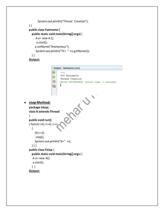 Methods Of Thread Class | DOCX | Computing | Technology & Computing