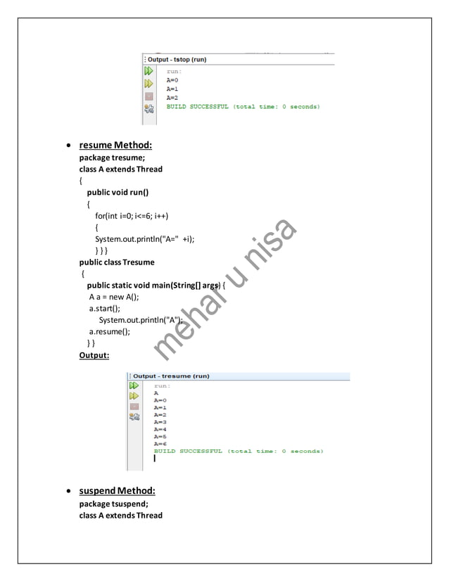 Methods Of Thread Class | DOCX | Computing | Technology & Computing